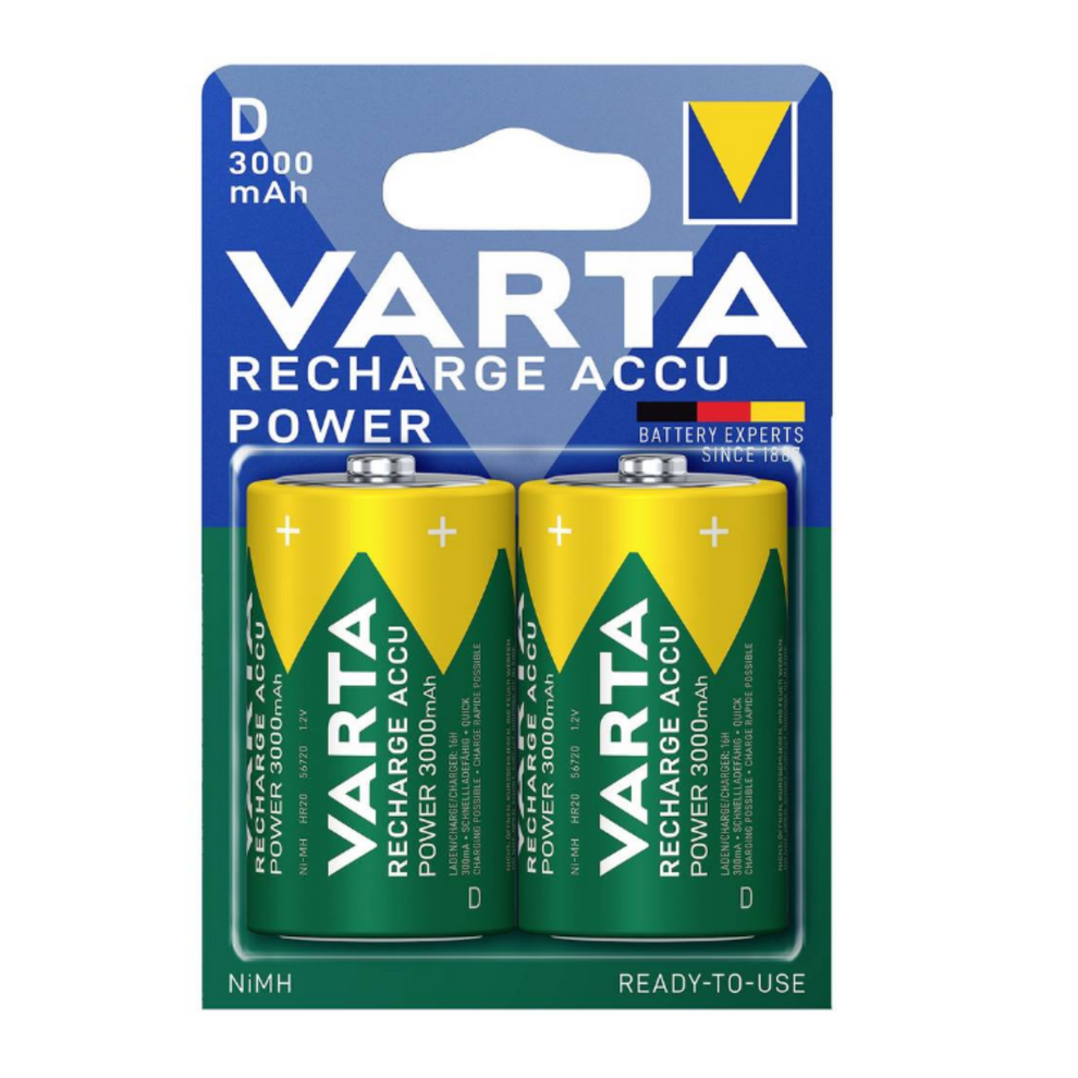 Varta Rechargeable D Size 3000mAh 2 Pack – High Voltage Industries